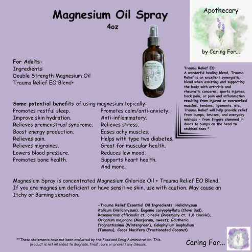 Magnesium Oil Spray |4oz | Magnesium Oil | Magnesium Spray – Caring For